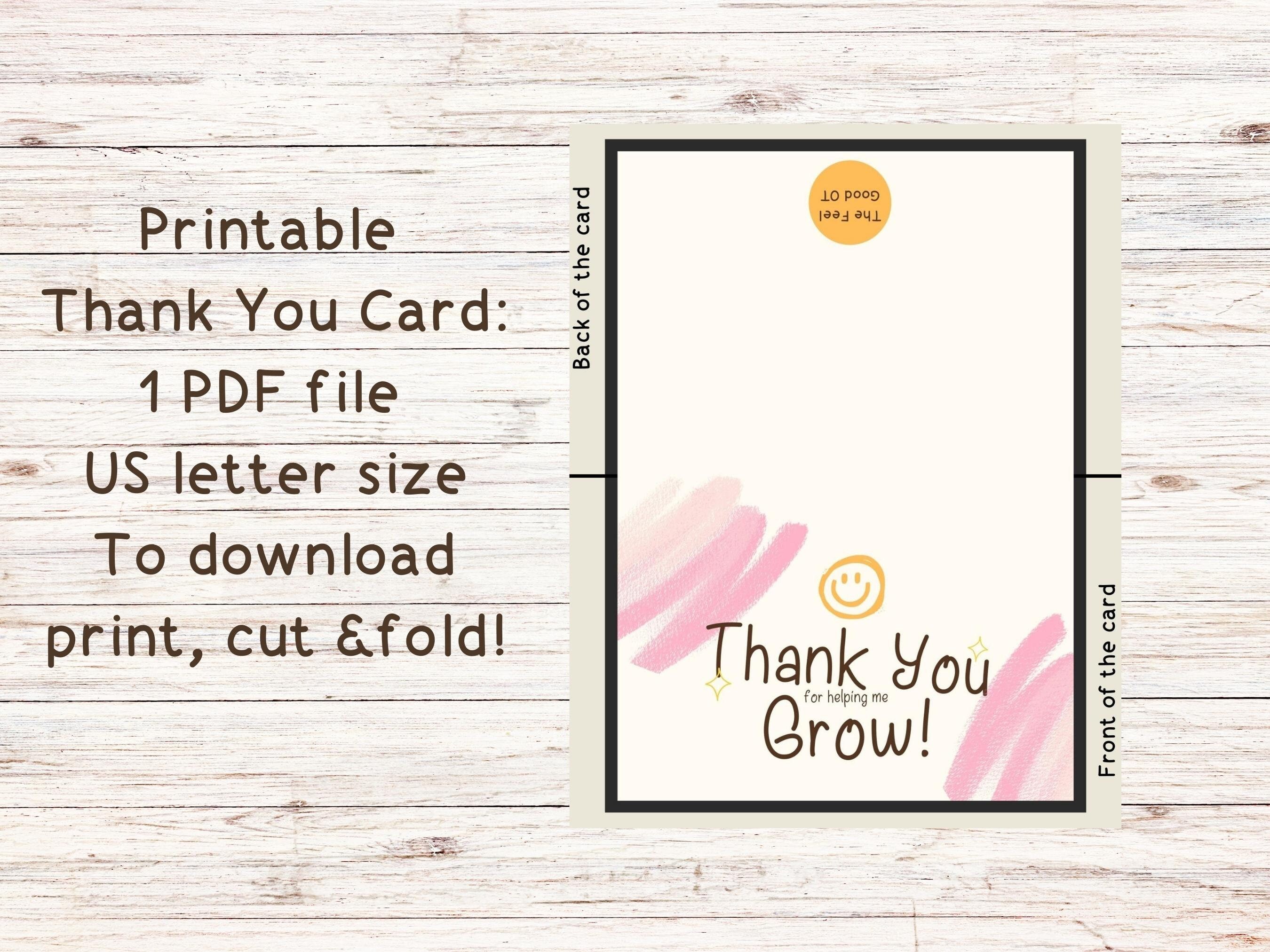 Card for Occupational Therapist, Thank You for Helping Me Grow, Digital ...