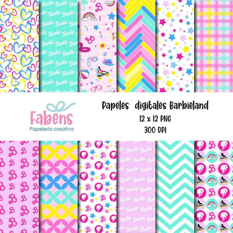 Barbieland / Digital Paper / 12 Pattern High Quality / Background ...