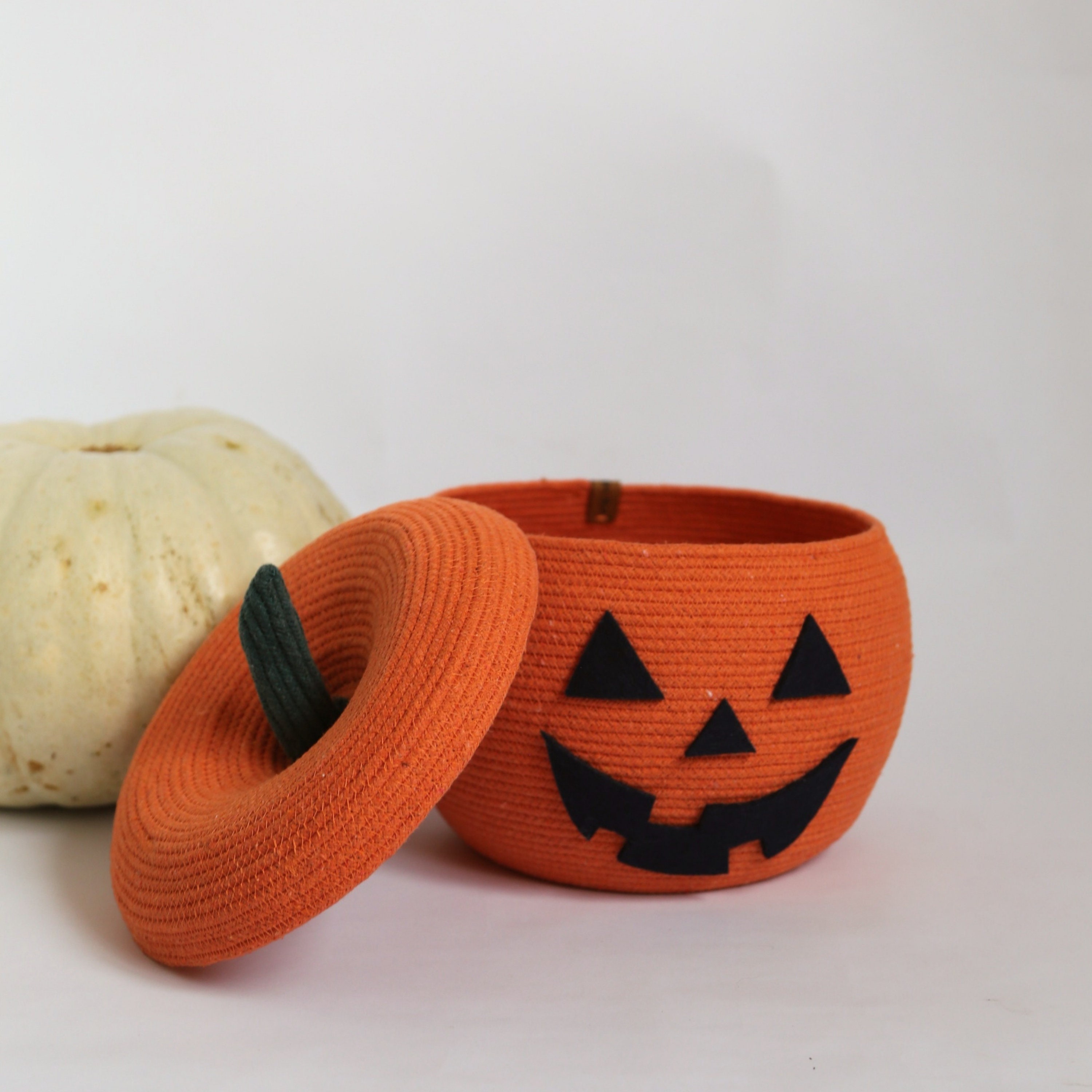 Halloween Candy Basket Cotton Rope Pumpkin Basket for - Etsy