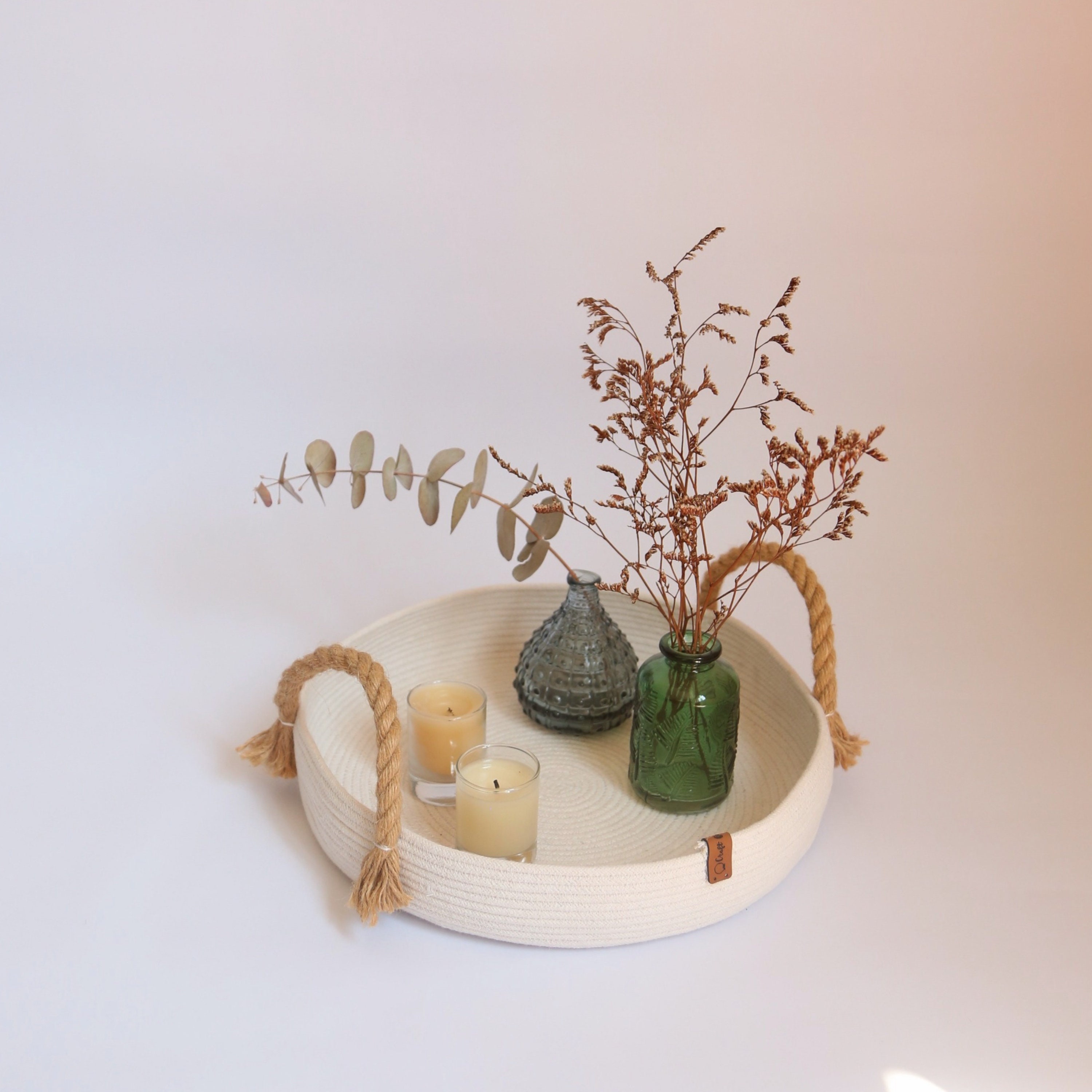 Catch All Tray, White Cotton Rope Trays, Handmade Basket for Livining ...