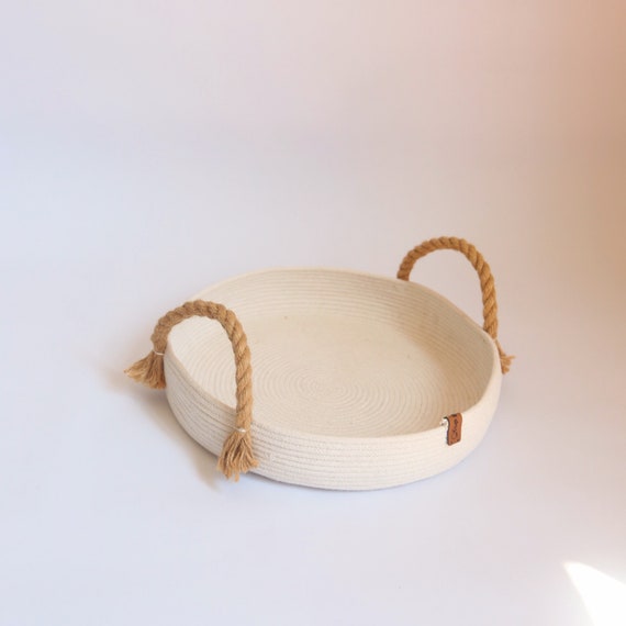 Catch All Tray White Cotton Rope Trays Handmade Basket for - Etsy