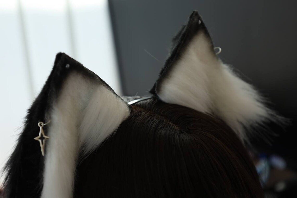 Black Cat Ears With Piercing - Etsy