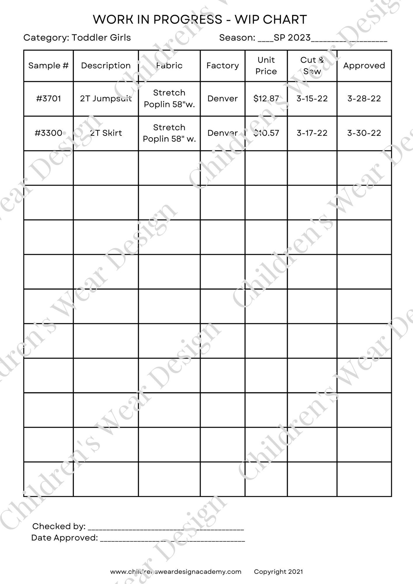 Work in Progress Chart- or WIP- Track and Organize Your Sample or ...