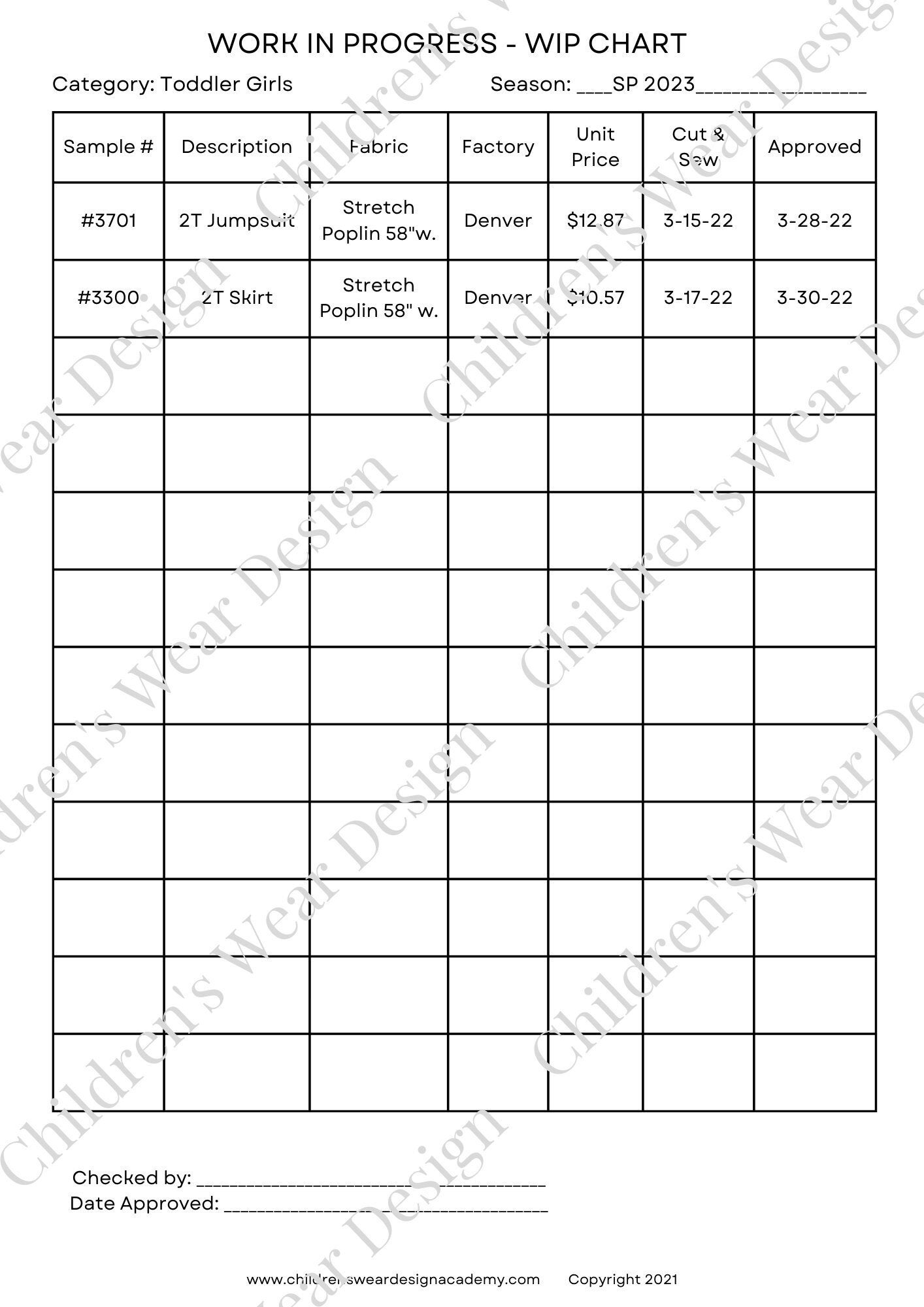 Work in Progress Chart- or WIP- Track and Organize Your Sample or ...