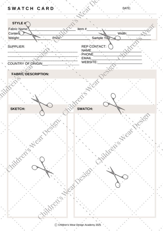 Large Fabric Swatch Card-fashion Industry Compatible Template - Etsy