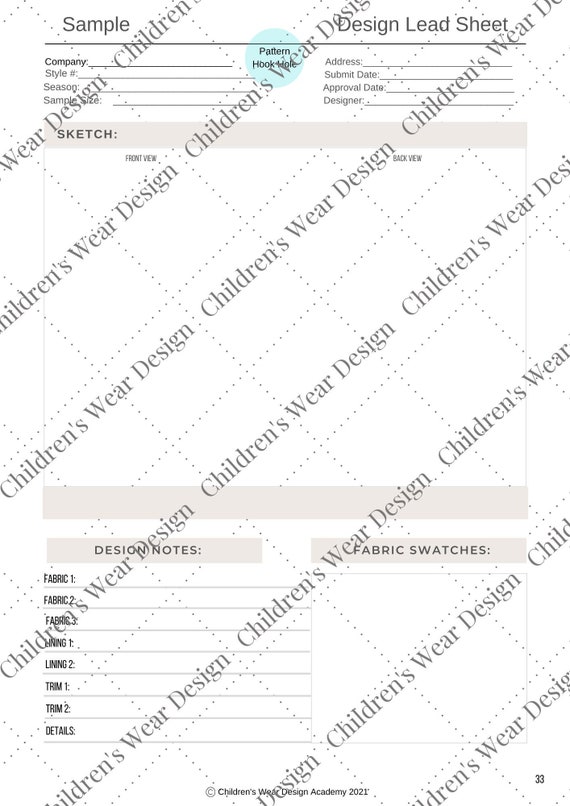Design Lead Sheet-cover Page for Tech Pack and Technical Flat - Etsy
