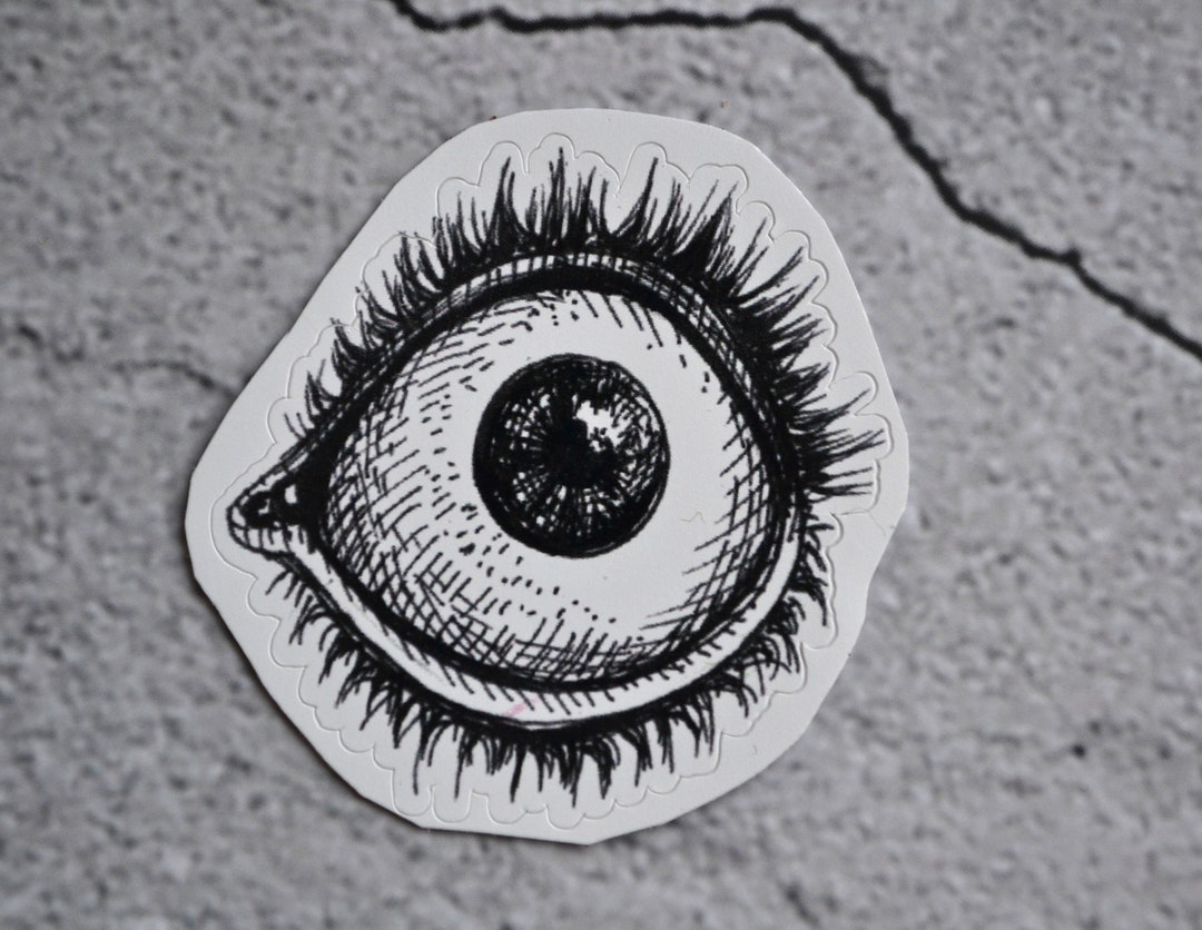 Eye Vinyl Sticker, Eyeball Drawing, Cool Black and White Laptop ...