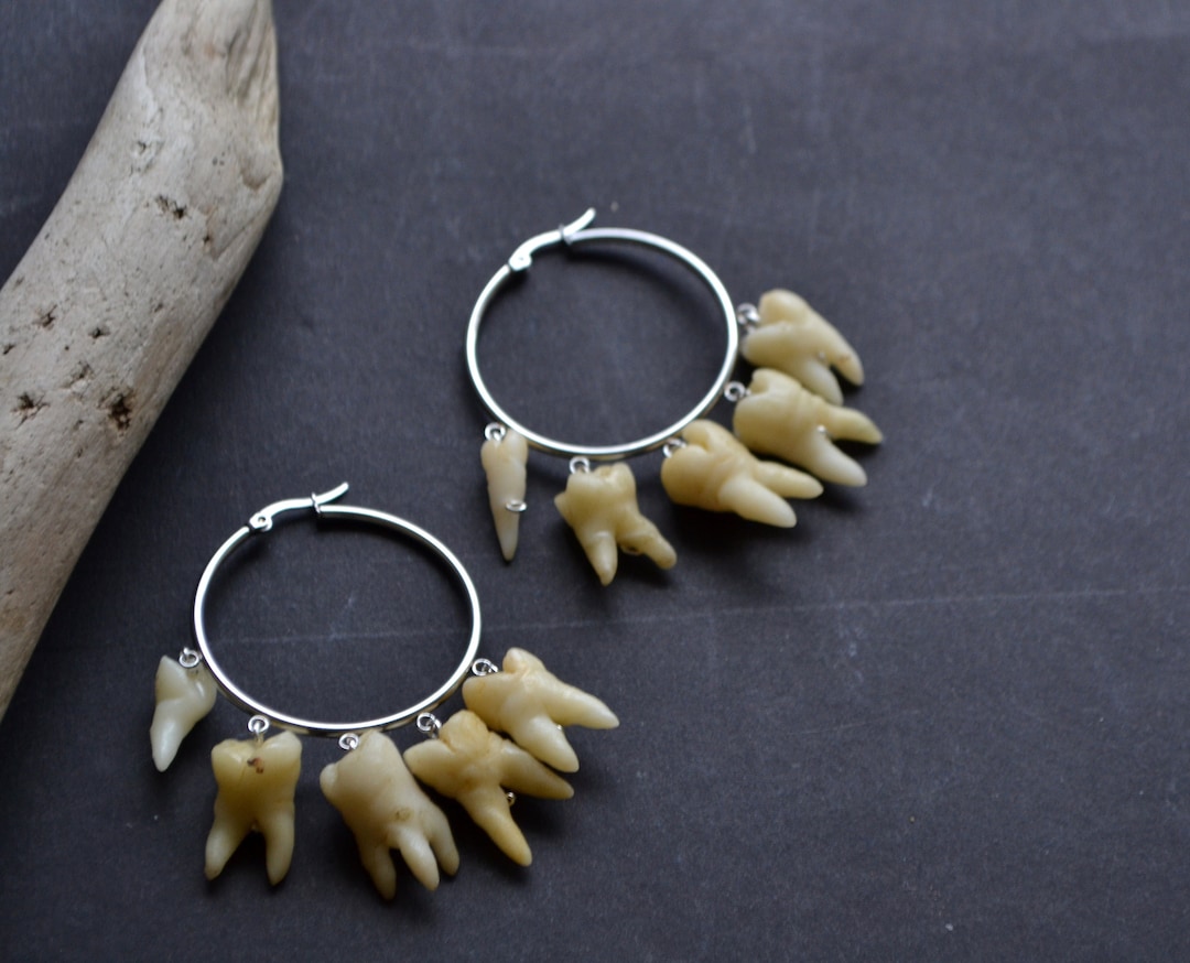 Gothic Teeth Earrings, Dangling Human Tooth, Handmade Molars, Oddities ...