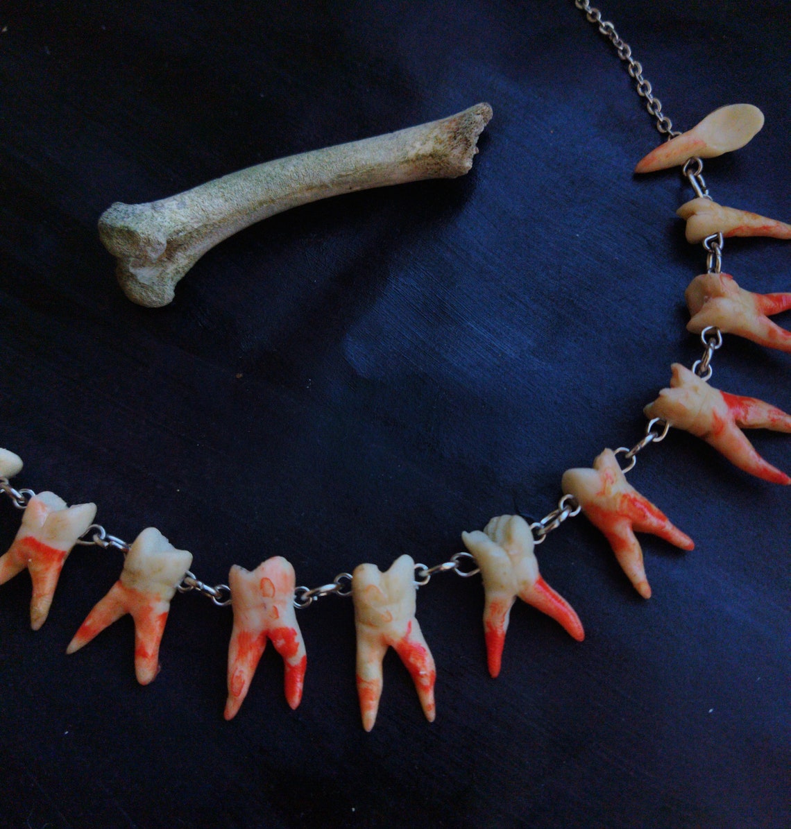 Gothic Teeth Necklace Human Tooth on Silver Chain Handmade - Etsy UK