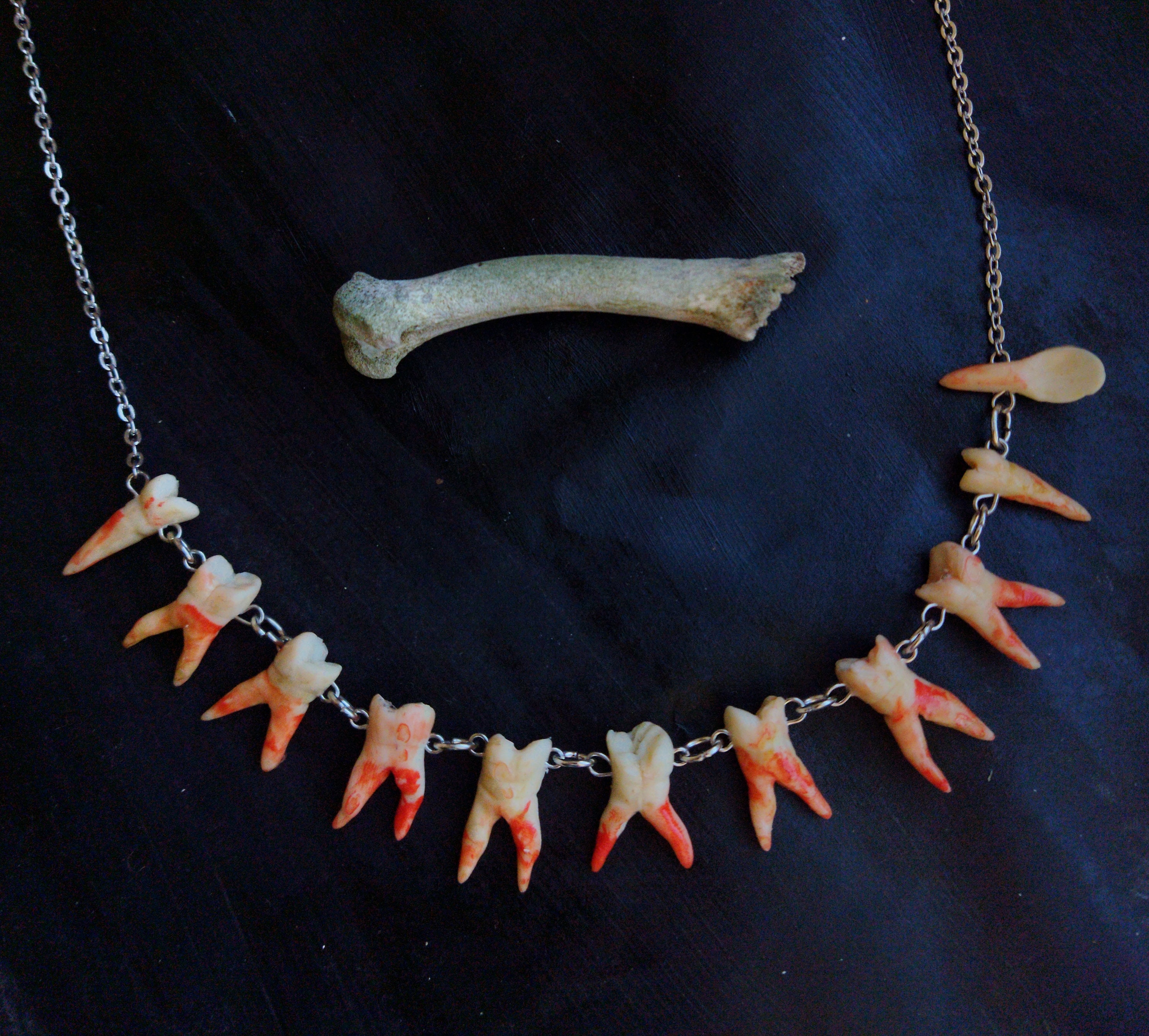Gothic Teeth Necklace Human Tooth on Silver Chain Handmade - Etsy UK