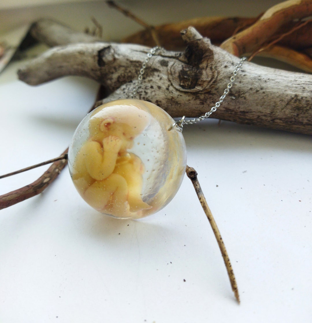 Baby in Resin Unique Pendant, One of a Kind Artisan Necklace ...