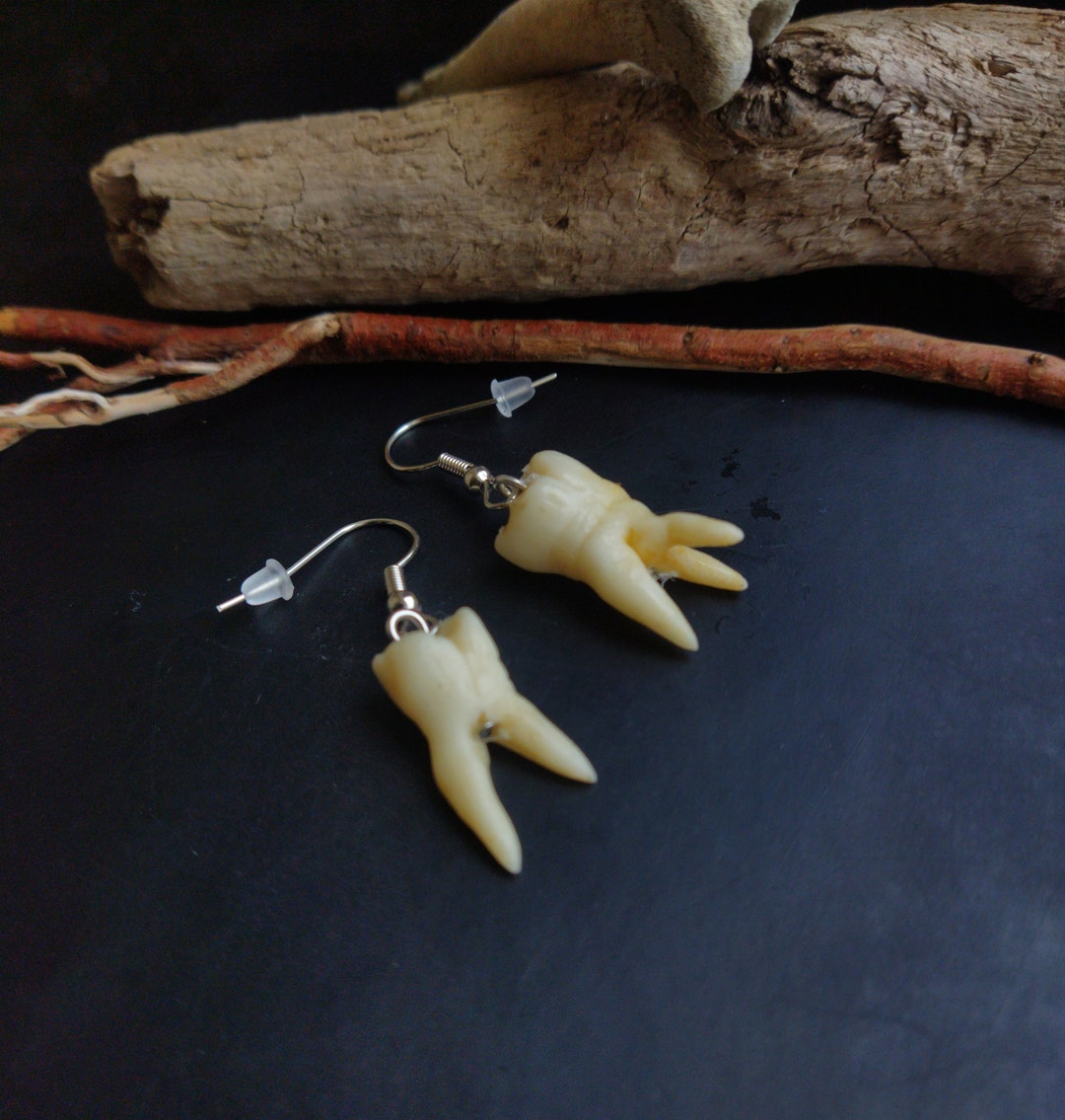Gothic Teeth Earrings, Dangling Human Tooth, Handmade Molars, Oddities ...