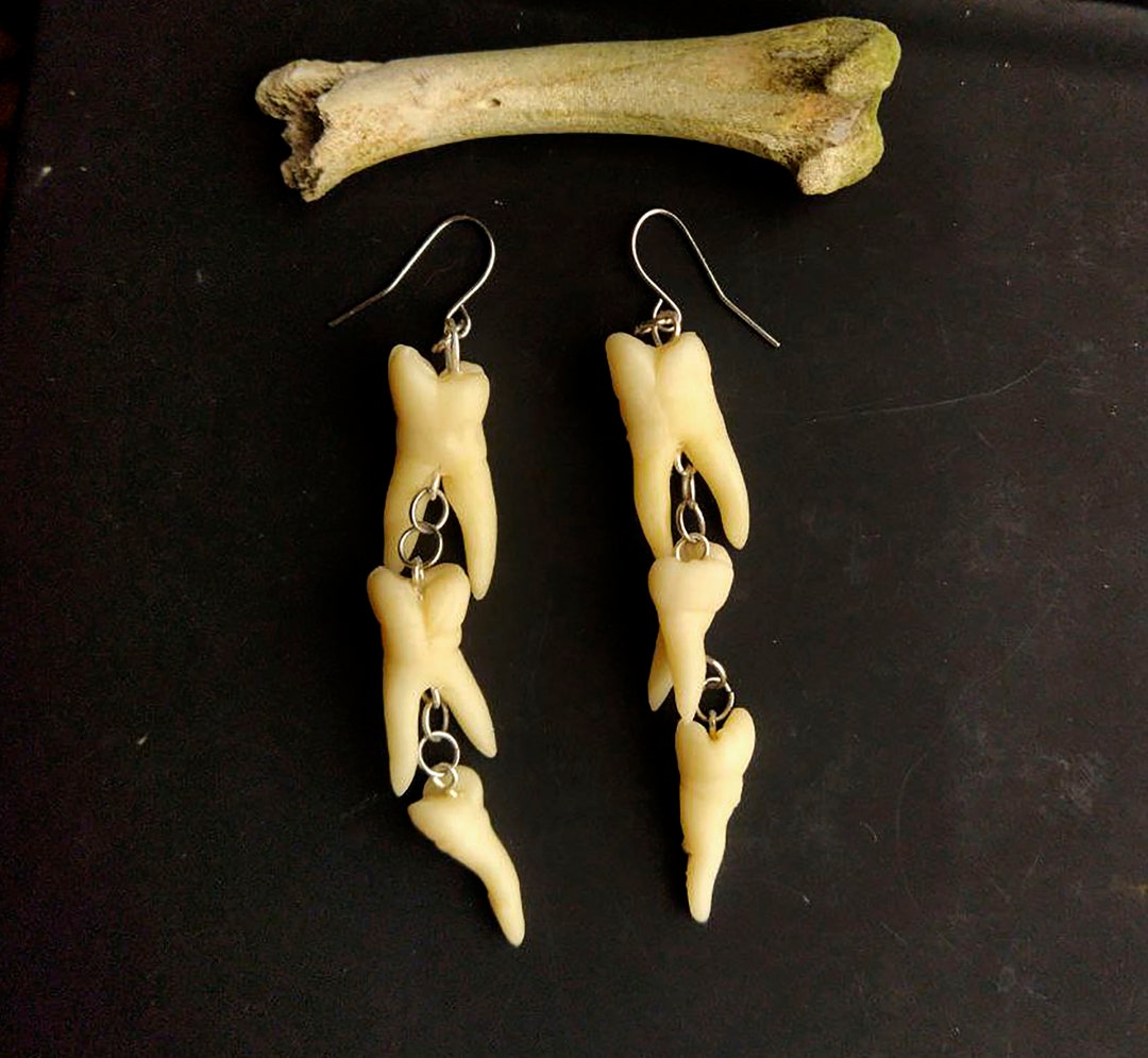 Gothic Teeth Earrings, Dangling Human Tooth, Handmade Molars, Oddities ...