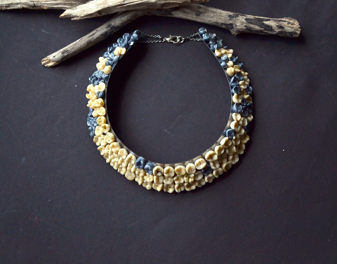 Gothic Teeth Necklace and Plugs Set, Human Tooth Silver Bib, Handmade ...