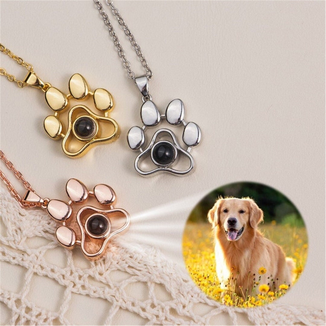 Custom Pet Photo Necklace, Paw Photo Projection Necklace, Projection ...