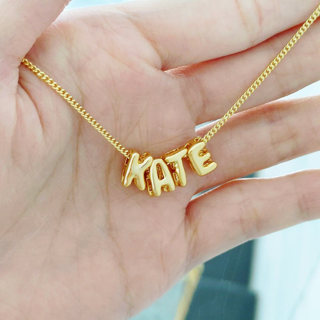 3D Letter Necklace, Bubble Name Necklace, 3D Letter, Personalized ...