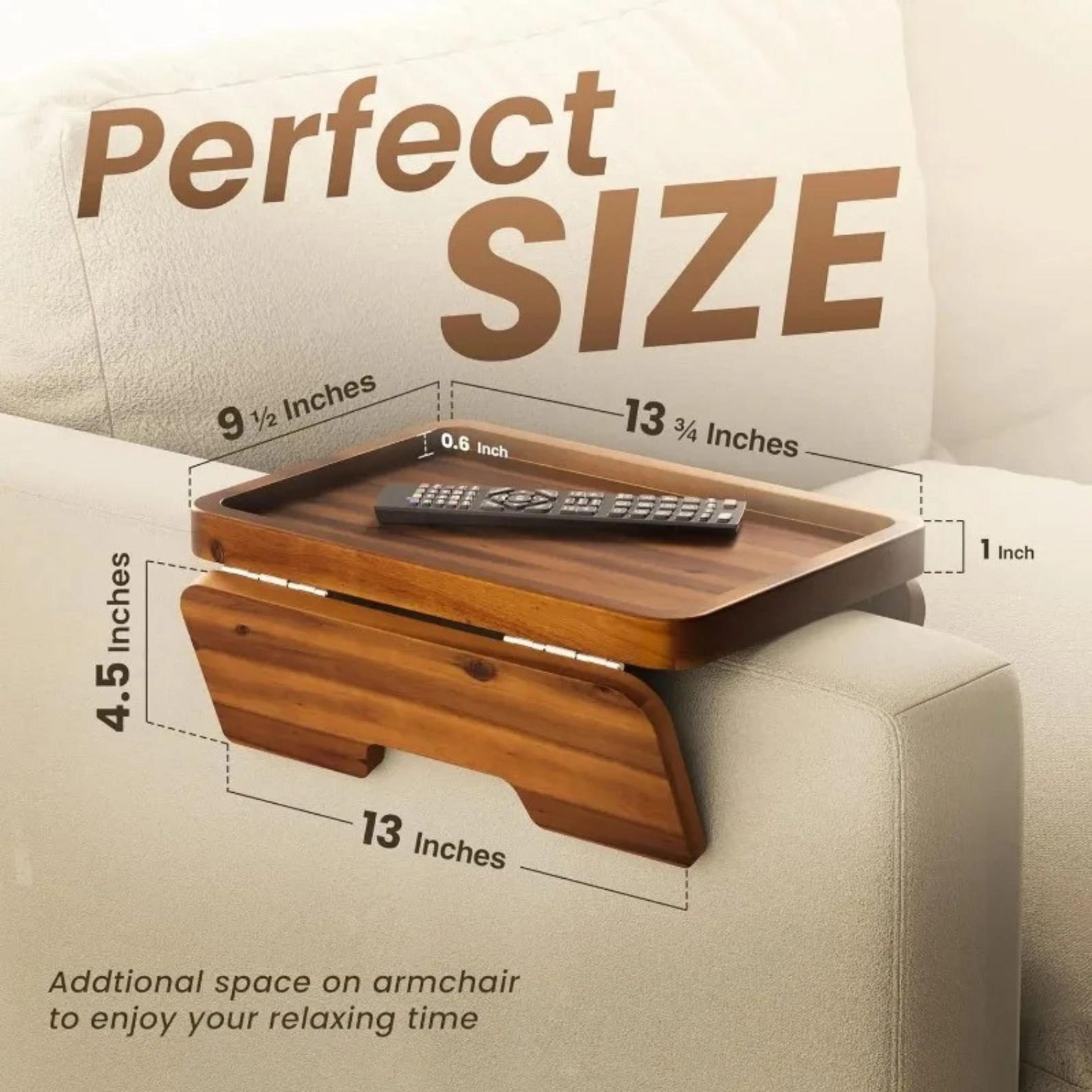Custom Engraved Wooden Sofa Armrest Tray, Personalized Couch Cup Holder ...