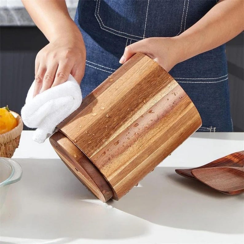 Custom Wooden Utensil Holder, Personalized Rotating Kitchen Utensil ...