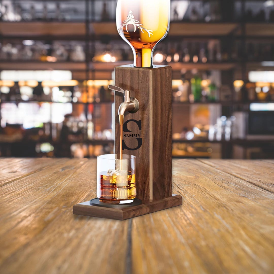 Personalized Wooden Liquor Dispenser, Custom Whiskey & Bourbon Tap ...