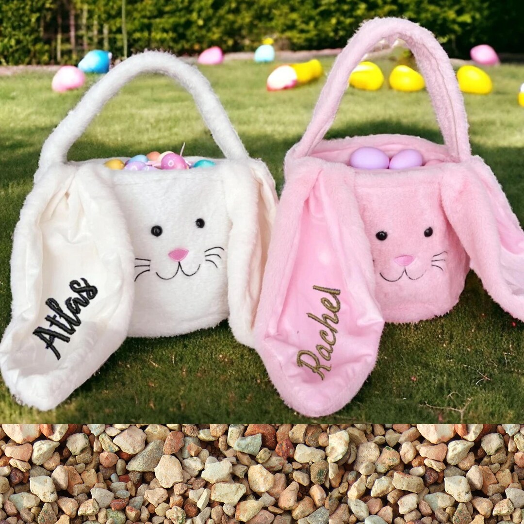 Personalized Easter Bunny Basket, Plush Embroidered Easter Basket,kids ...