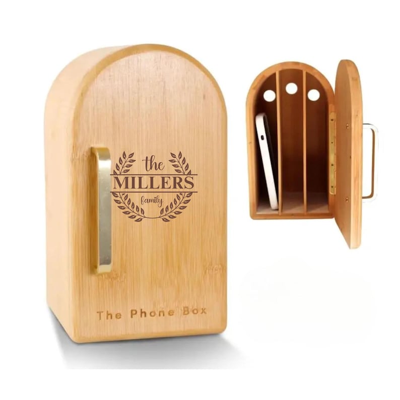 Personalized Wooden Phone Box, Custom Phone Holder for Quality Time ...