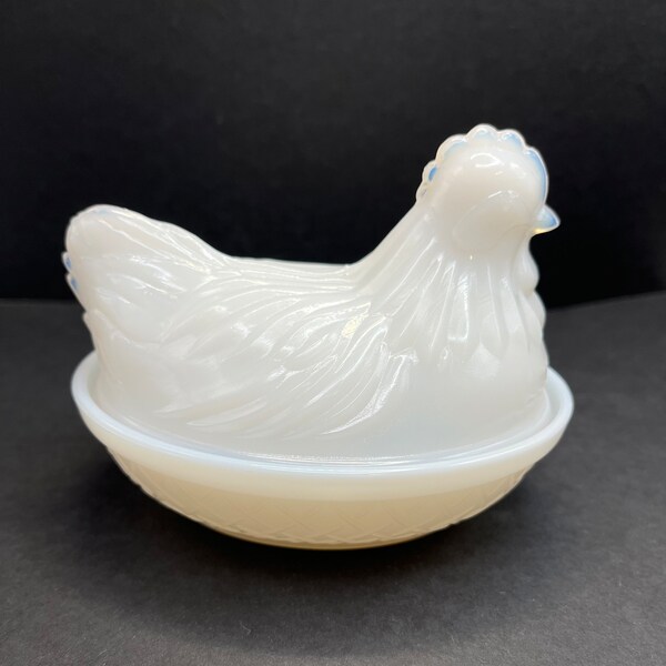 Milk Glass Hen - Etsy
