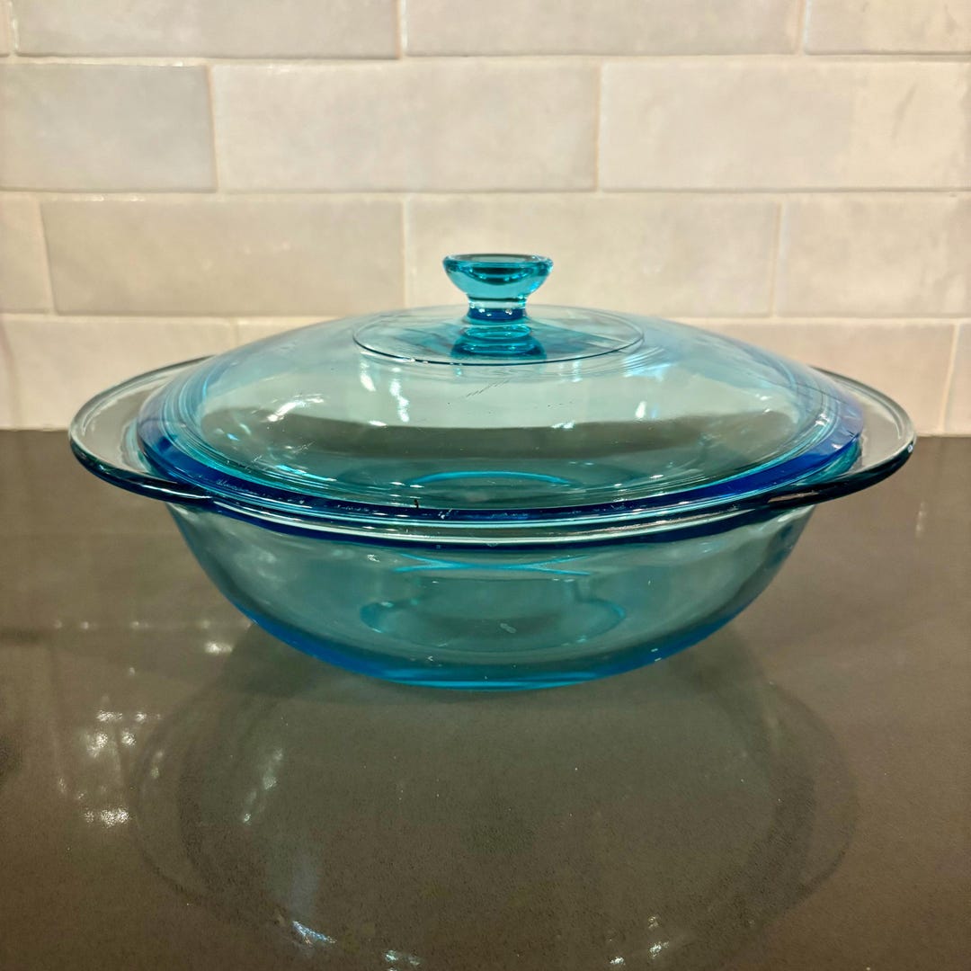 Vintage Aqua Blue Anchor Hocking Glass Covered Casserole Dish - Etsy