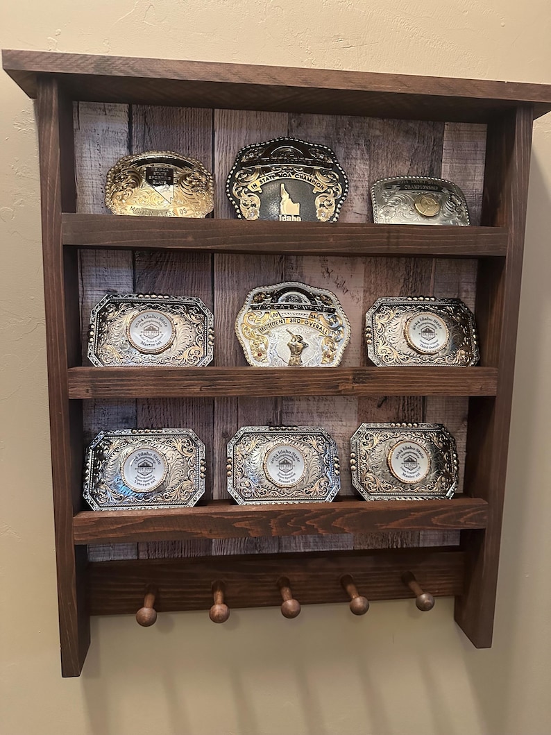 Belt Buckle Display Shelf/rack With Ribbon Holder 20.5 Tall X 17.25 ...