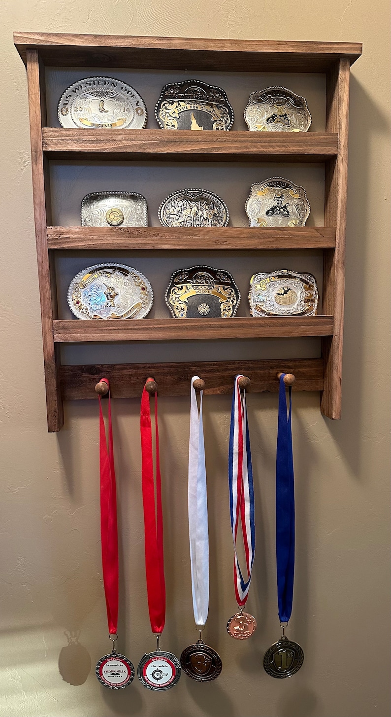 Belt Buckle Display Shelf/rack With Ribbon Holder 20.5 Tall X 17.25 ...