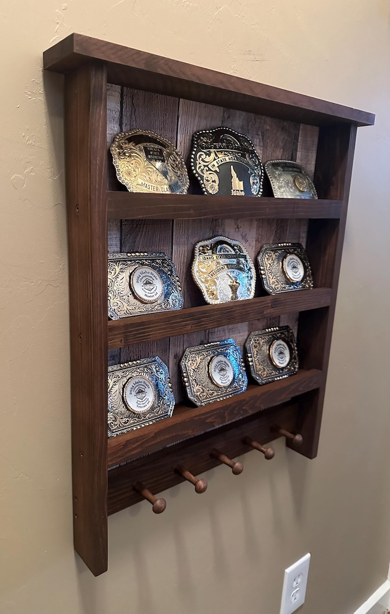 Belt Buckle Display Shelf/rack With Ribbon Holder 20.5 Tall X 17.25 ...