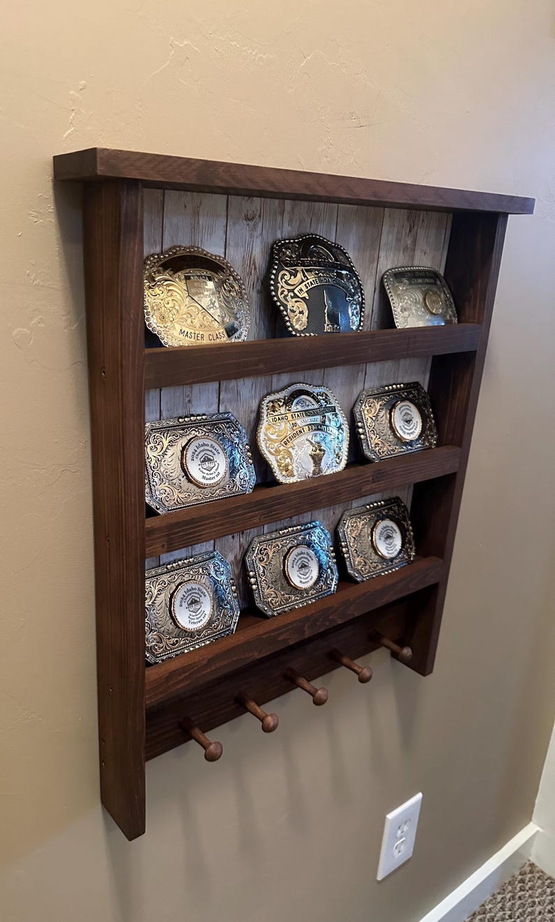 Belt Buckle Display Shelf/rack With Ribbon Holder 20.5 Tall X 17.25 ...