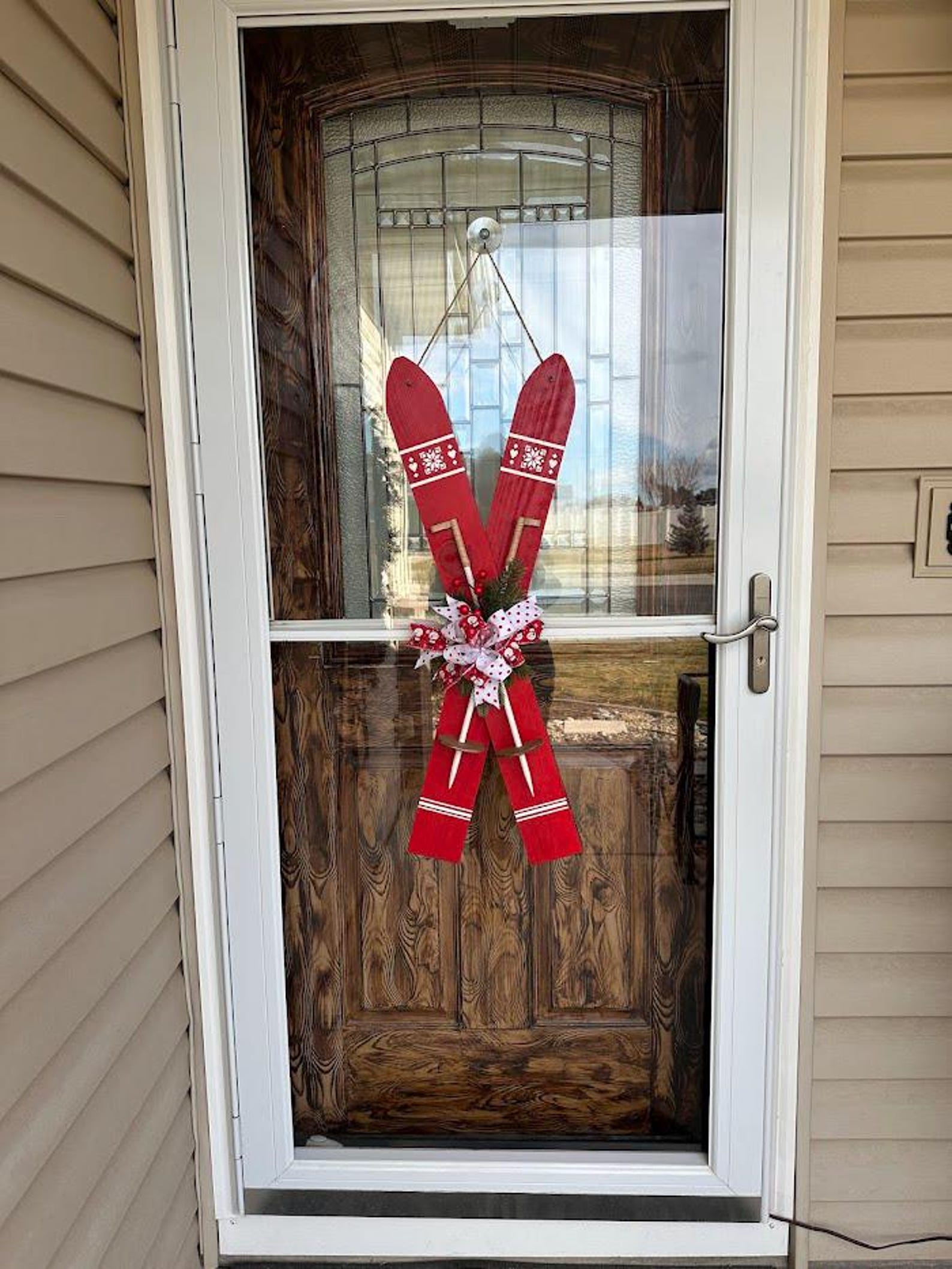 Handmade Wooden Ski Door Hanger: Holiday Winter Decor - Etsy