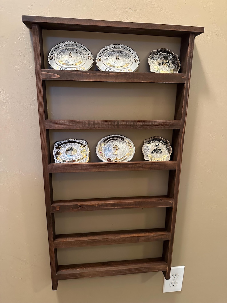 18 Vertical Belt Buckle Display 33hx18.25wx2.5d Rustic Barnwood Style ...