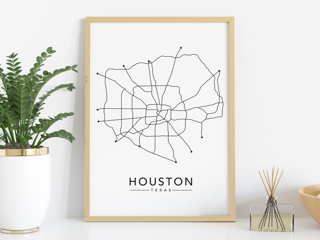 Houston Print | Houston Poster | Modern Houston Print | Map of Houston ...