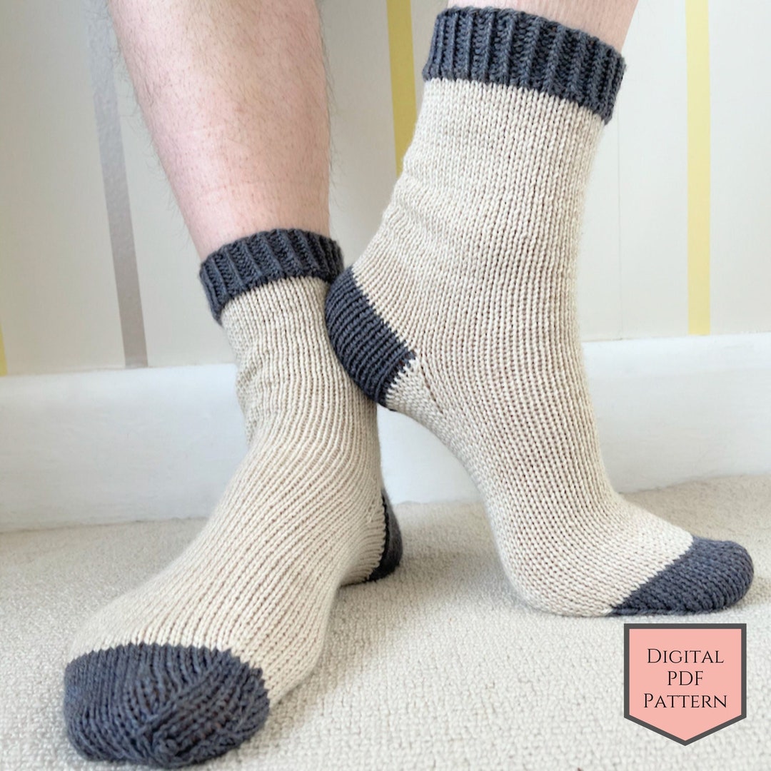 SIMPLE Sock Knitting Pattern. A Double Knitting Weight Beginner Sock ...