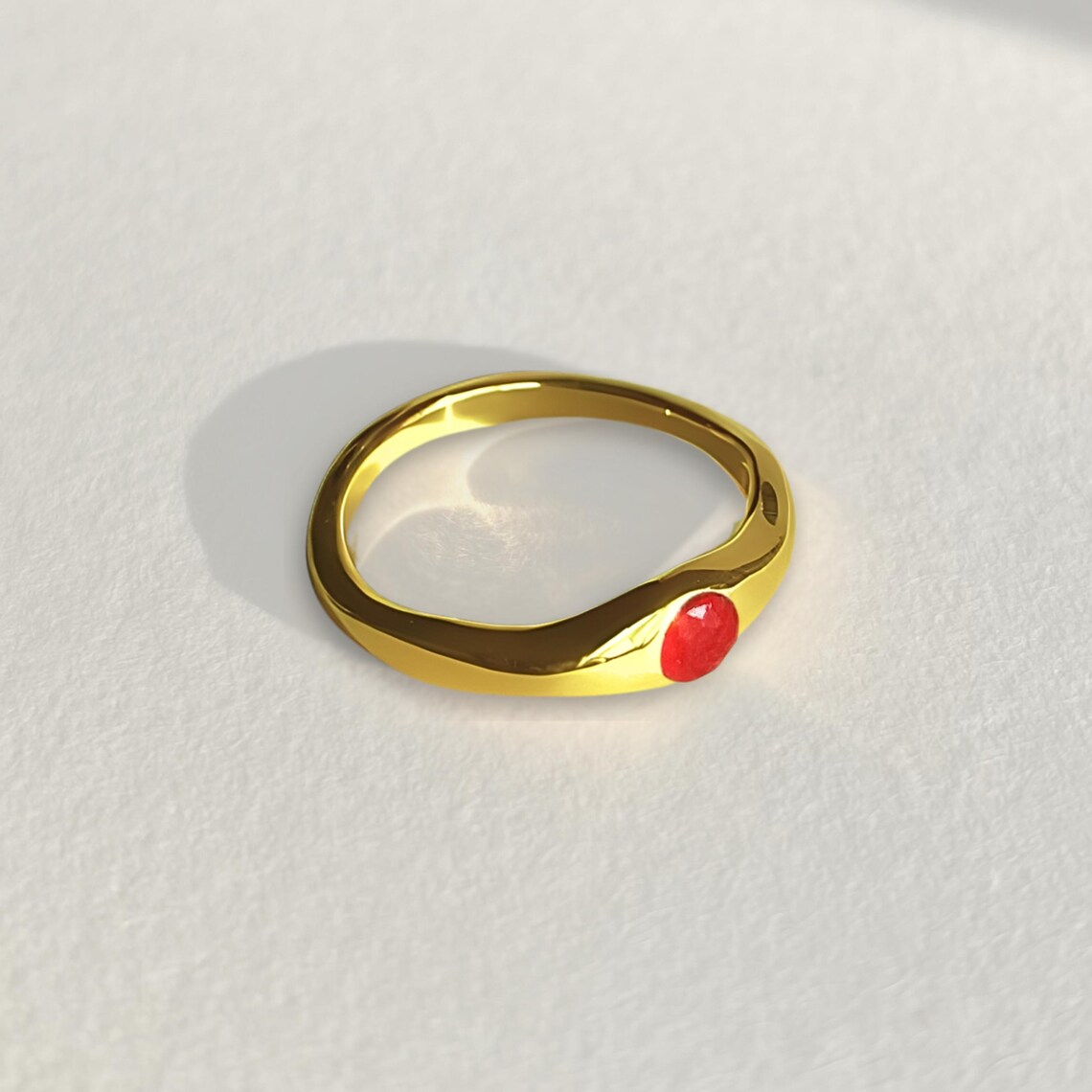 Red Jade Ring | Spotlight Gemstone | 18K Gold Plated - Etsy