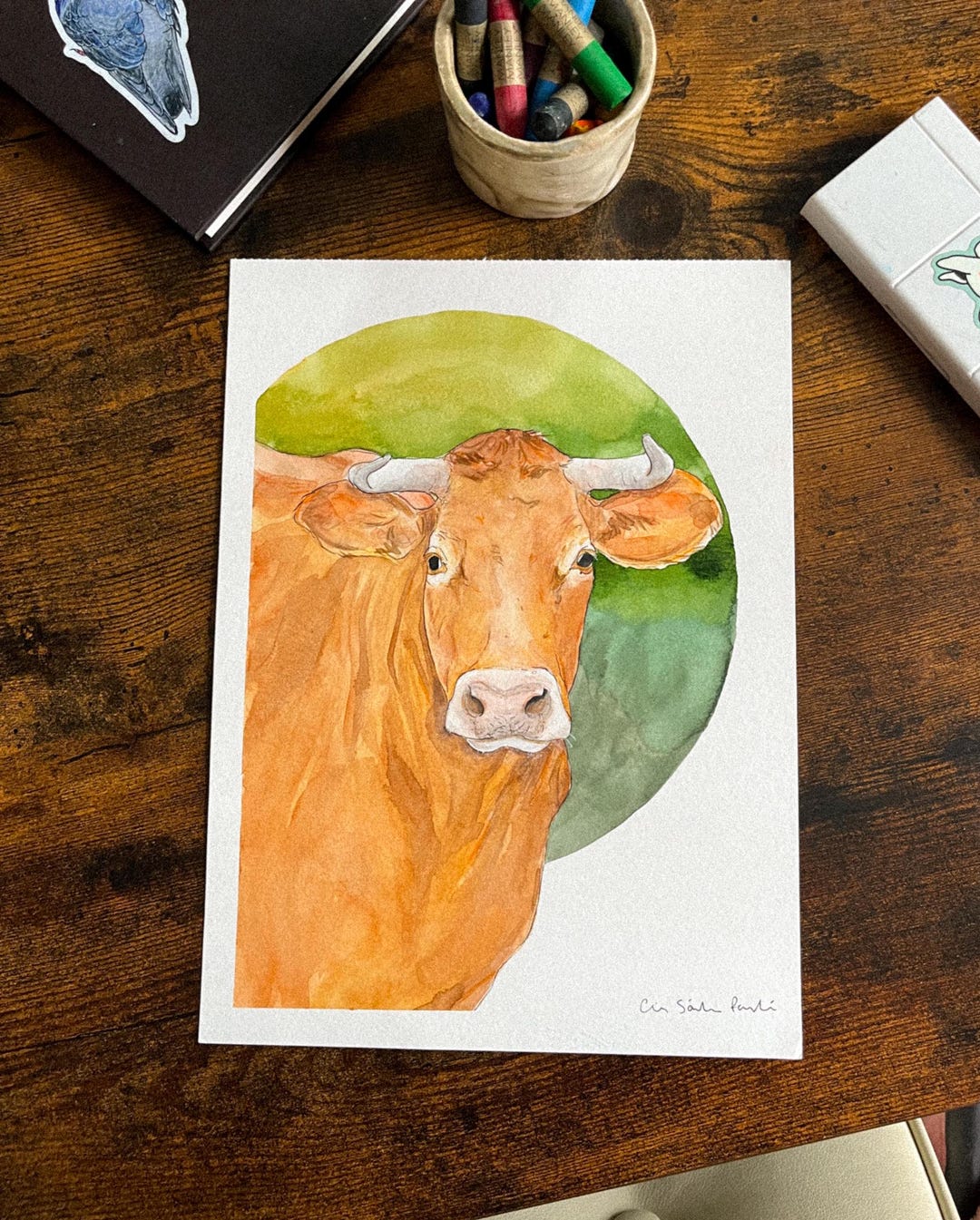 Original Watercolor Painting "vaca Rubia Galega" – Galician Animal ...