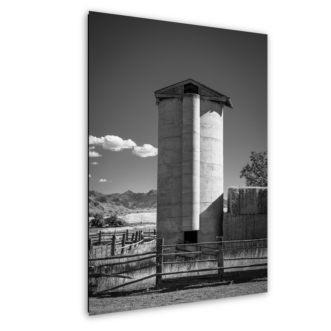 Rural Silo Photo Print, Black and White Farm Landscape Wall Art - Etsy