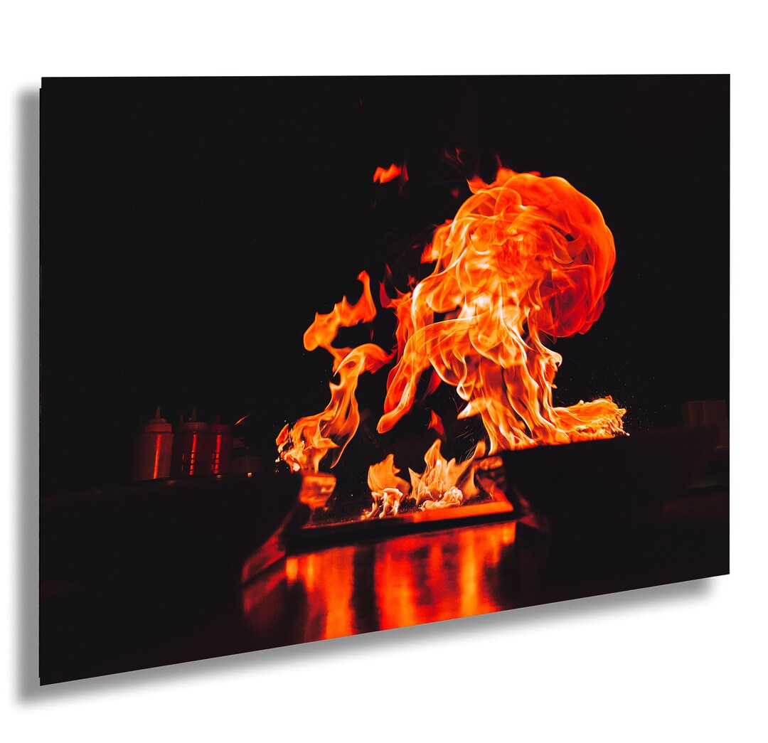Hibachi Fire Photo Art, Cooking Flames Photo Decor, Japanese Restaurant ...