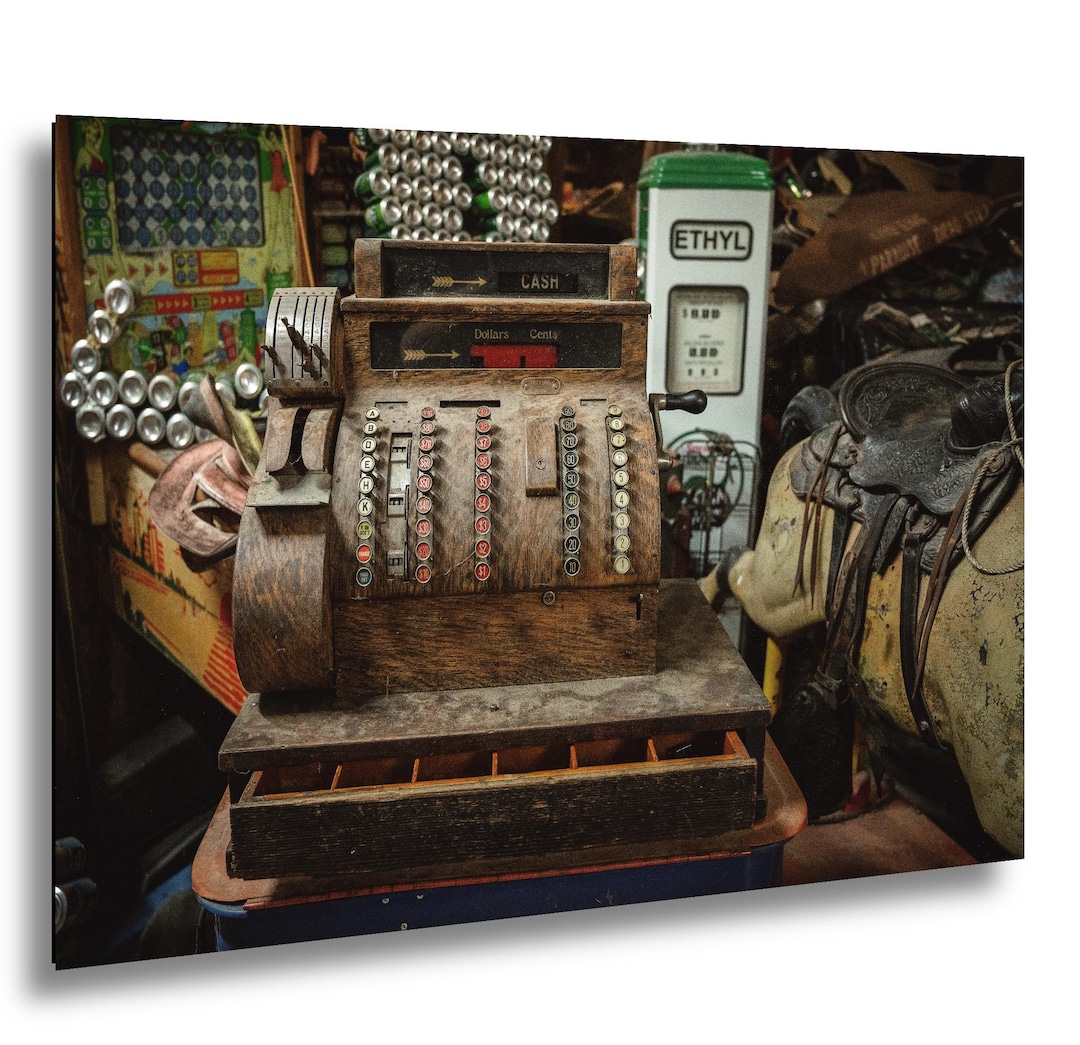 Vintage Antique Cash Register Photo Print, Rustic Industrial Decor, Old ...