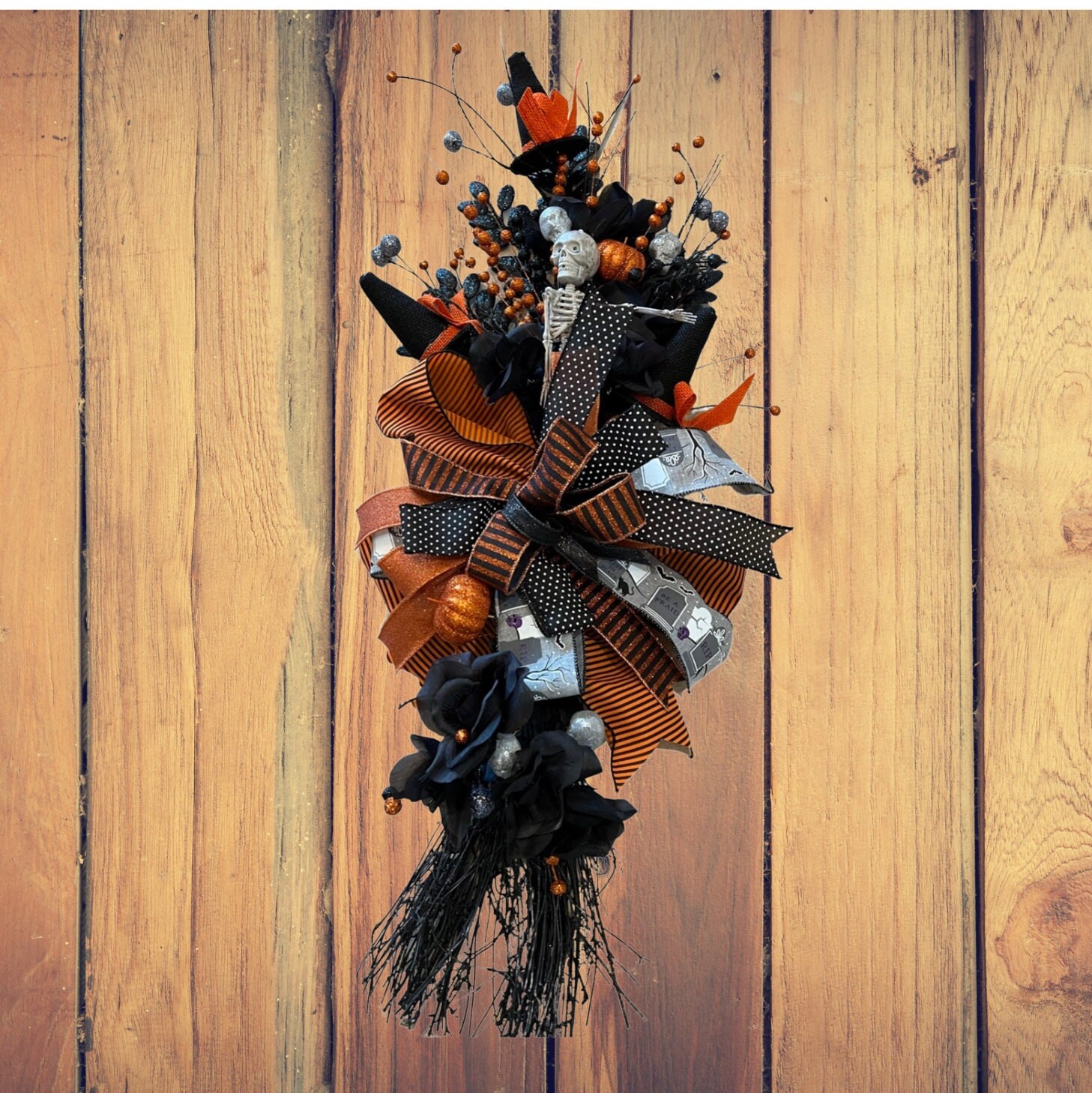 Halloween Witches Broom Front Door Swag, Witches Broom Attachment ...