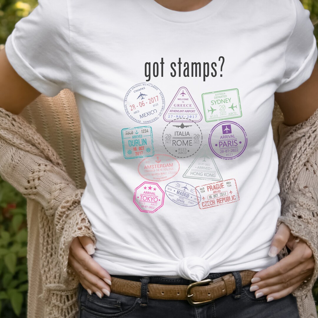 Got Stamps? Passport Stamp Pattern T-shirt - Show off Your Wanderlust ...