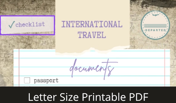 International Travel Packing Checklist Packing List Abroad - Etsy