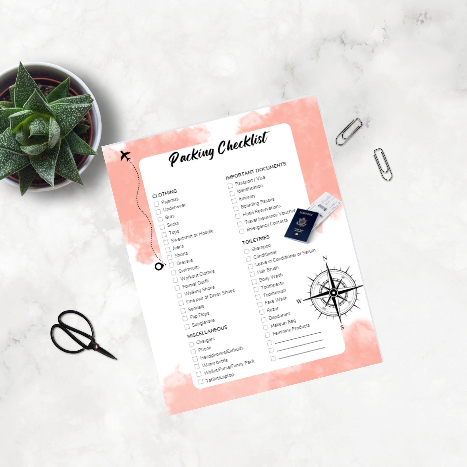 Printable Packing Checklist - Packing List - Trip Packing List ...