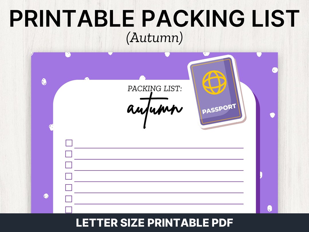 Autumn Travel Packing List - Packing List - Vacation Packing List ...