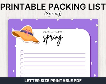 Minimalist Packing List Printable Packing List Vacation Packing List ...