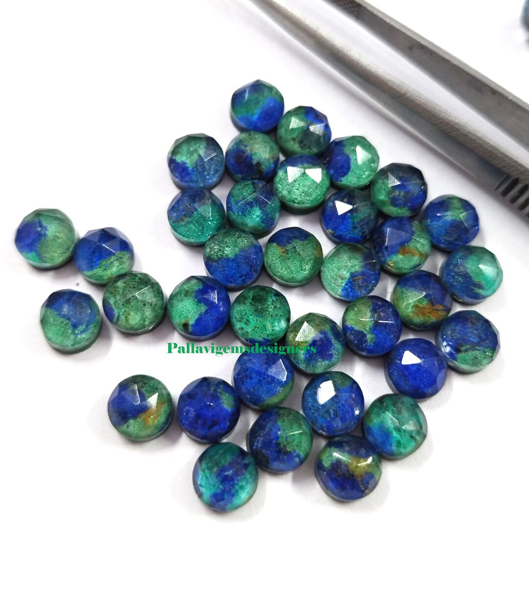 Azurite Malachite Copper Turquoise Crystal Cotted Doublet Rose Cut ...