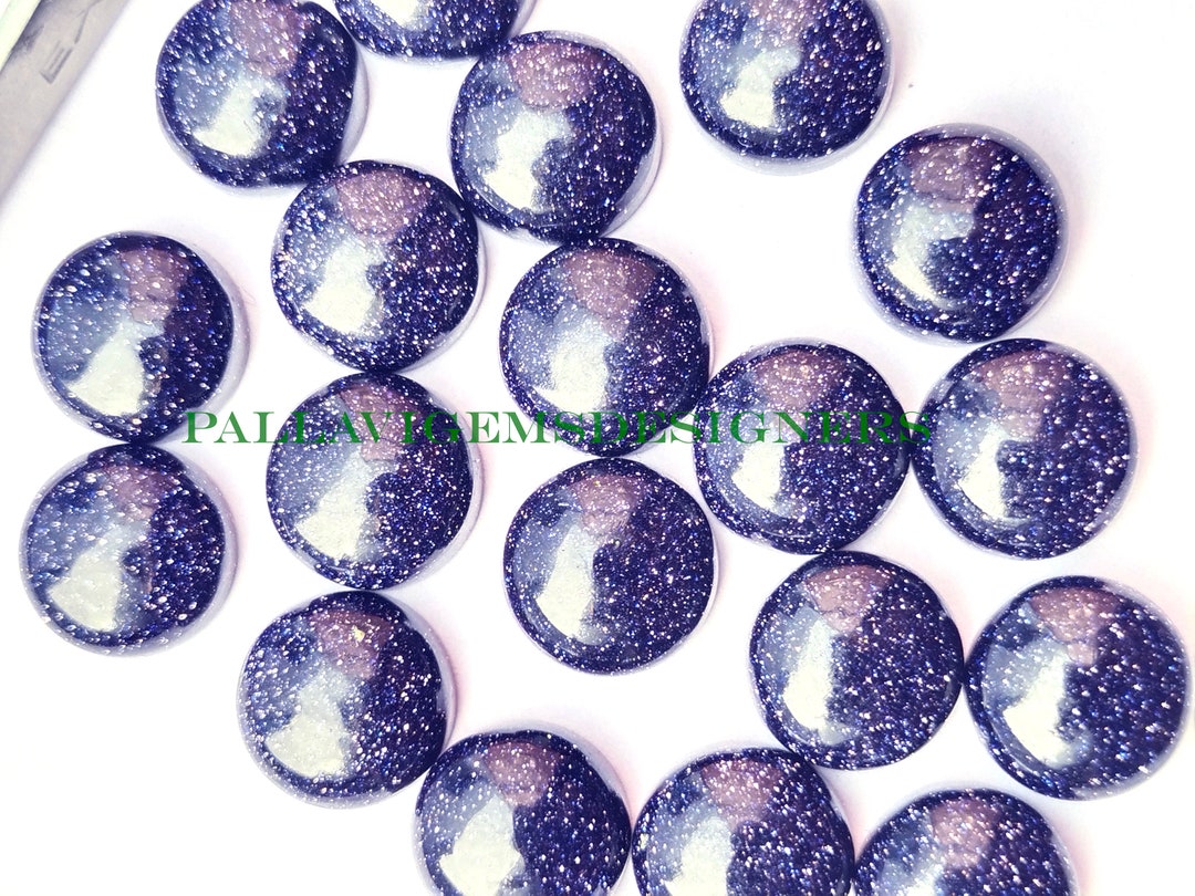 Simulated Blue Sunstone Round Flat Back Loose Calibrated Gemstone ...