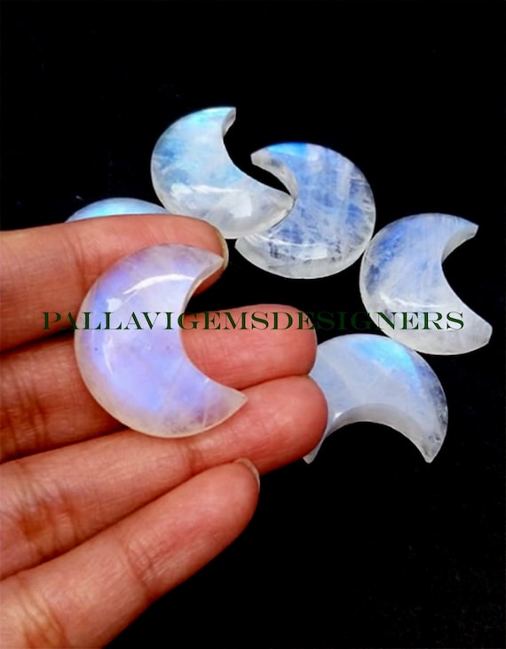 Natural Rainbow Moonstone Crescent Moon Shape Loose Calibrated - Etsy