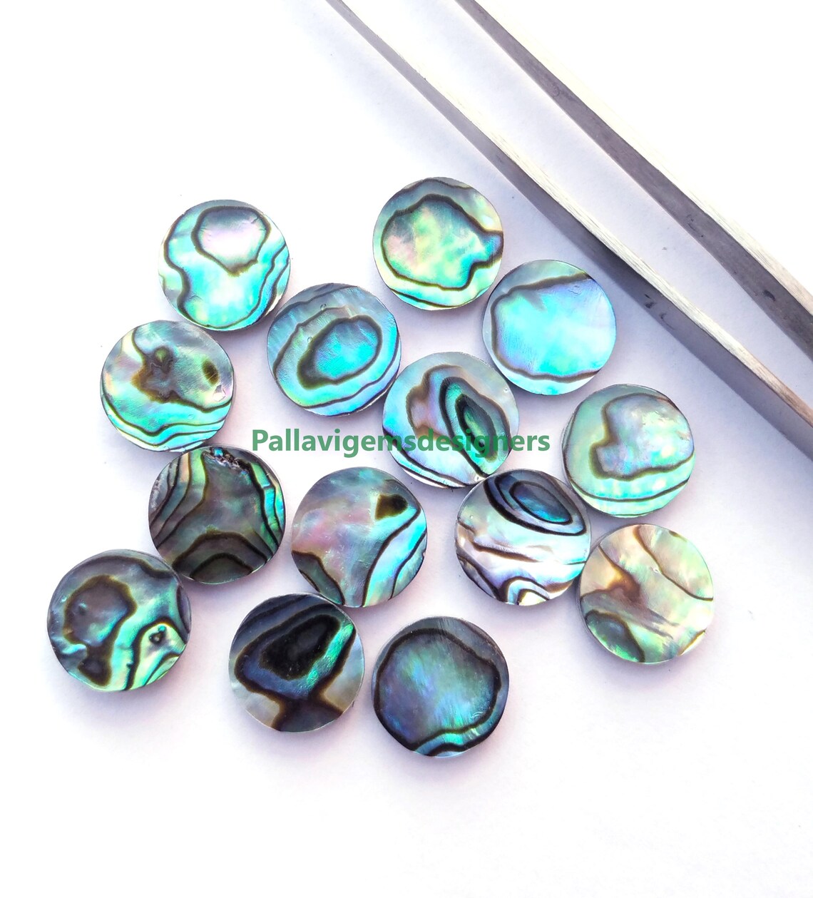 Natural Abalone Shell Coin Both Side Flat Round Discs Shape Gemstone 6 ...